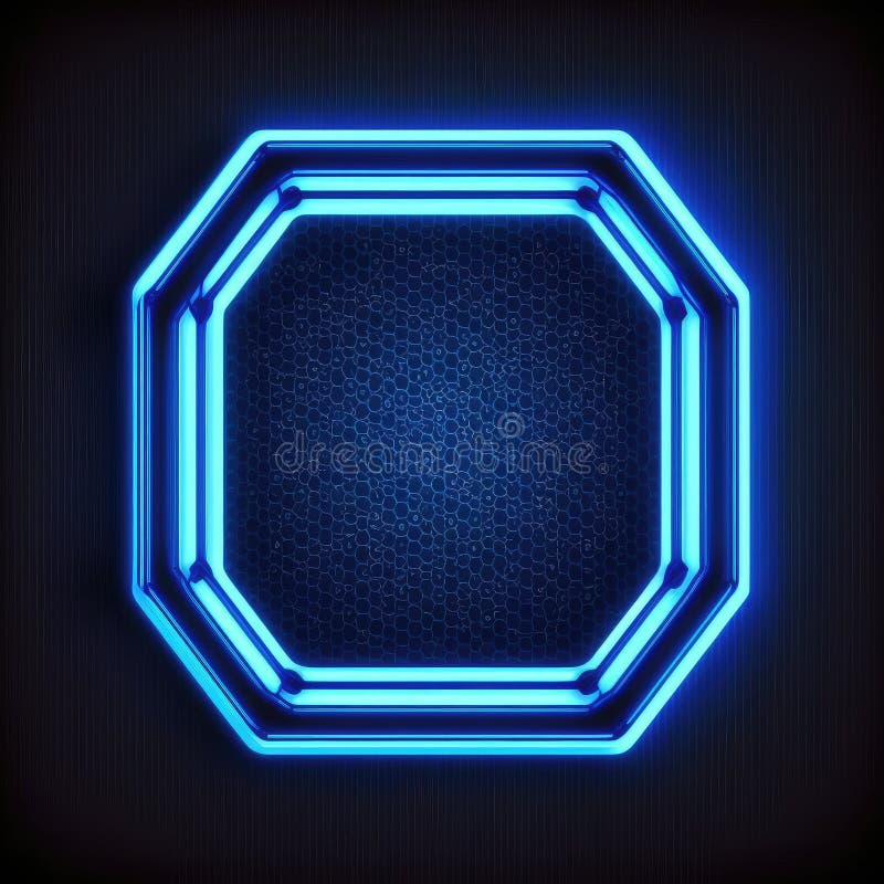Innovation of Hexagon Border Frame with Blue Neon Light Effects. Stock ...