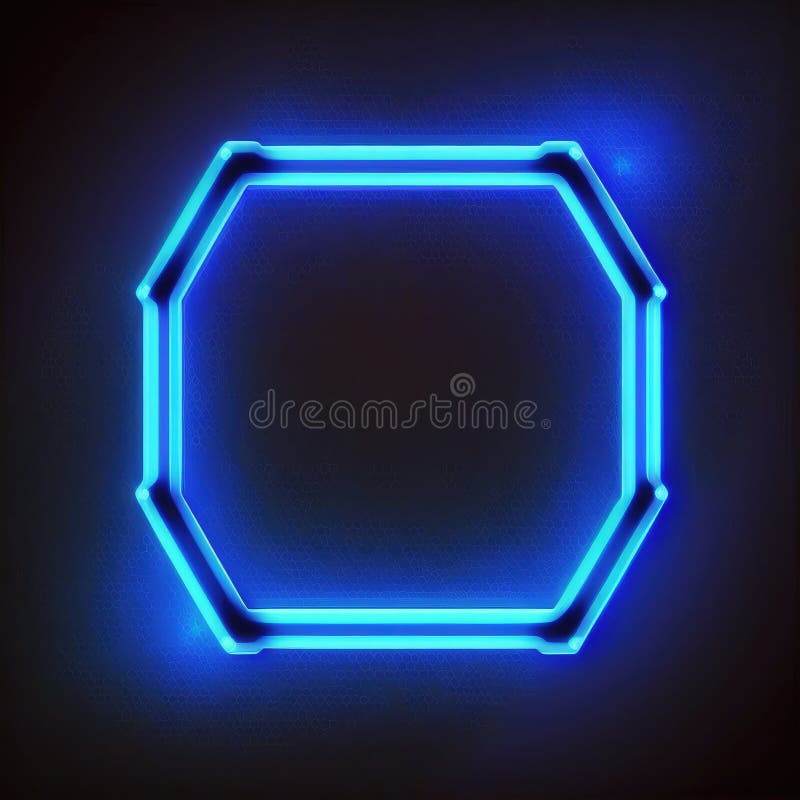 Innovation of Hexagon Border Frame with Blue Neon Light Effects. Stock ...