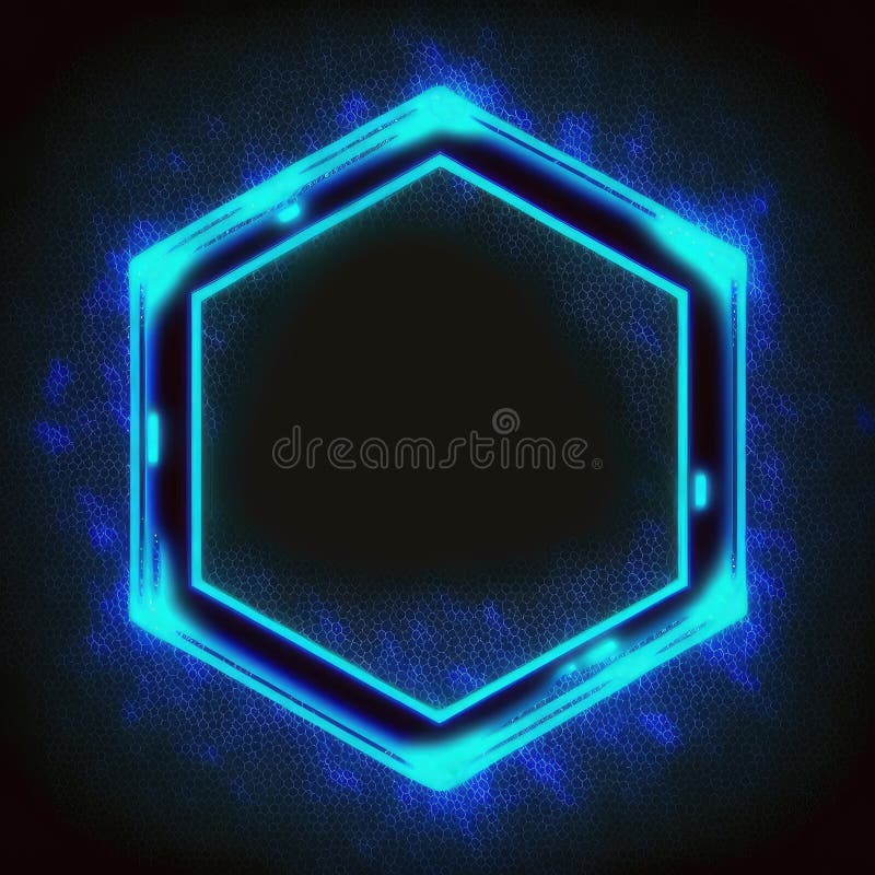 Innovation of Hexagon Border Frame with Blue Neon Light Effects. Stock ...