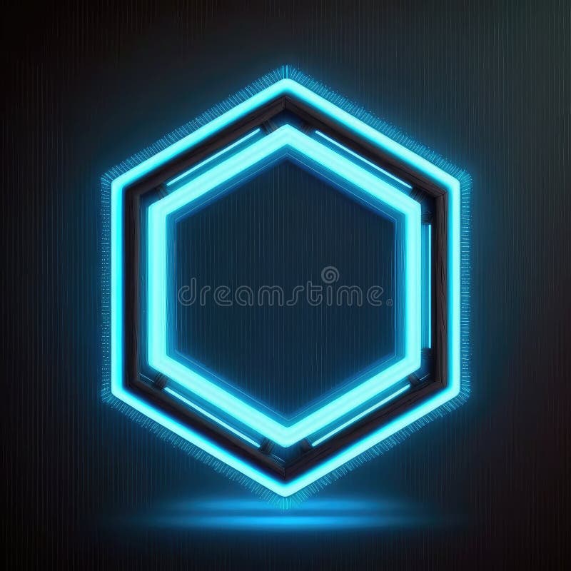Innovation of Hexagon Border Frame with Blue Neon Light Effects. Stock ...
