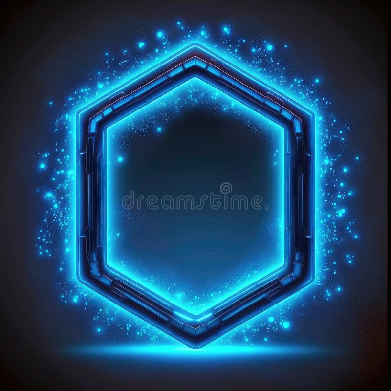 Innovation of Hexagon Border Frame with Blue Neon Light Effects. Stock ...