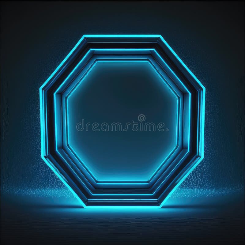 Innovation of Hexagon Border Frame with Blue Neon Light Effects. Stock ...