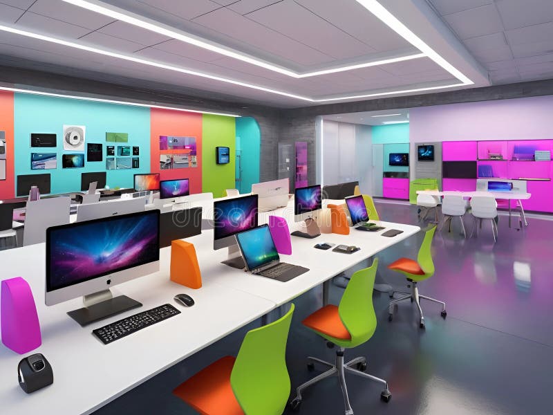 Innovation Hub - a High-Tech Creative Workspace Stock Illustration ...