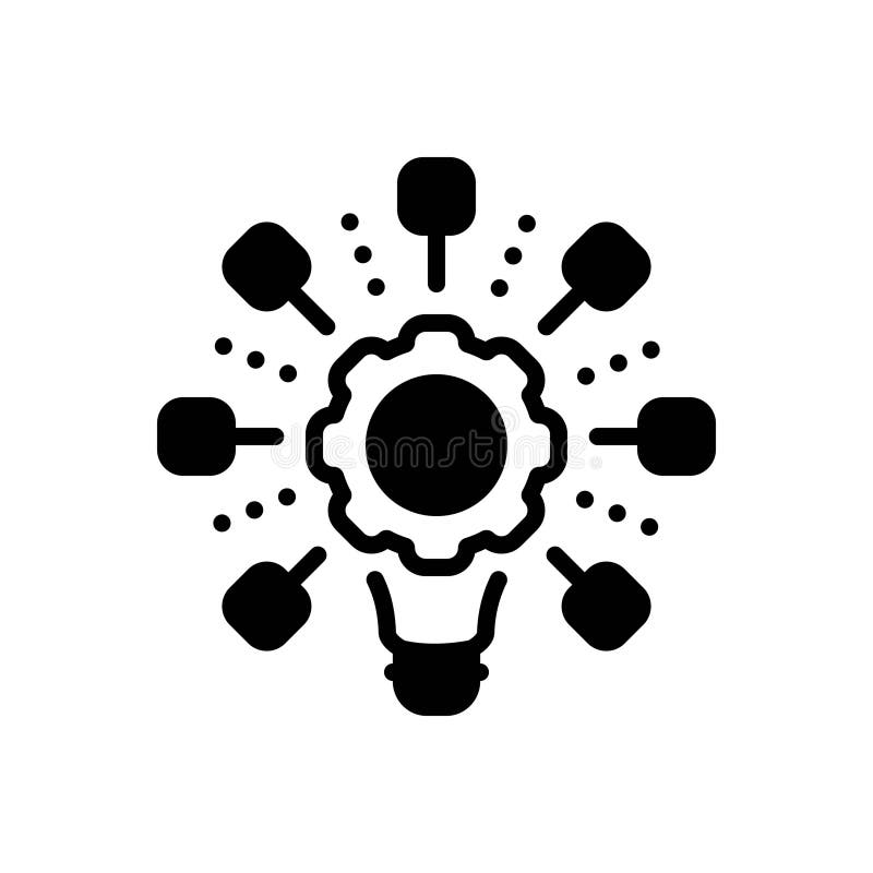 Black Solid Icon for Innovation, Bulb and Setting Stock Vector ...