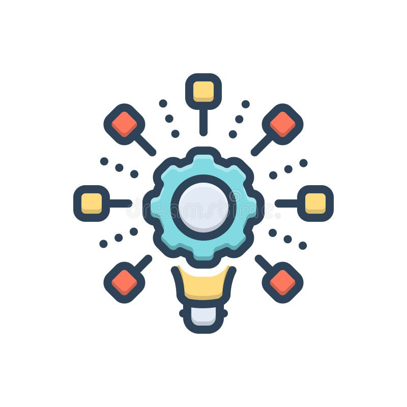 Color Illustration Icon for Innovation, Bulb and Setting Stock ...