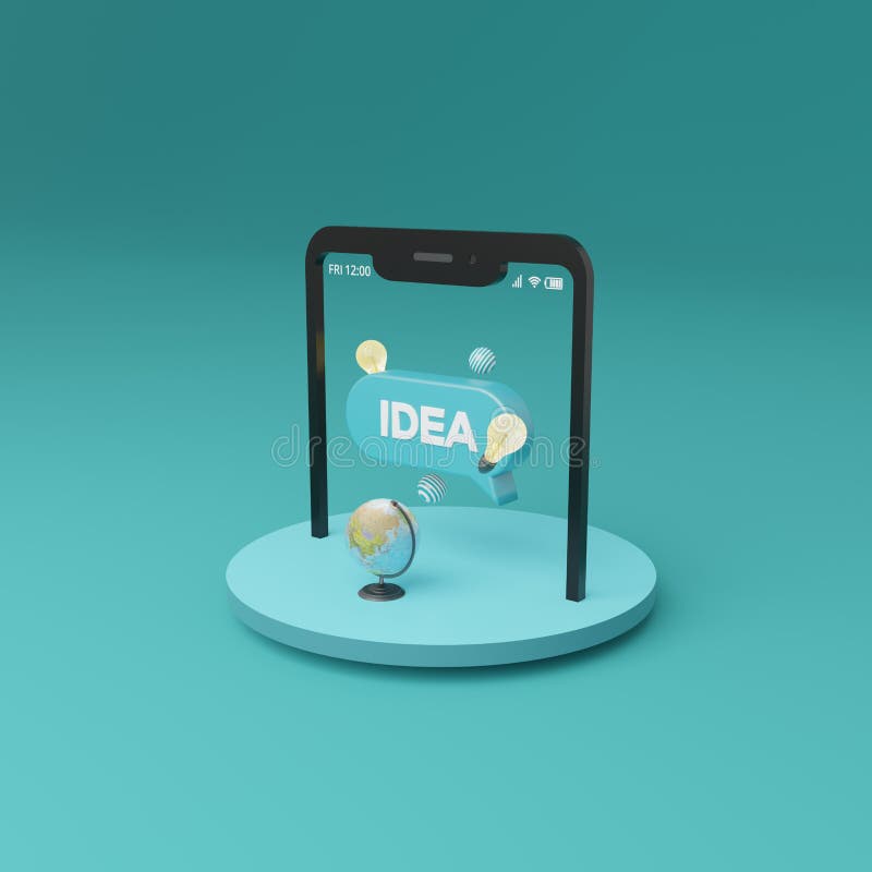 Innovation Idea Concept 3d Illustration with Smartphone on Podium Stock ...