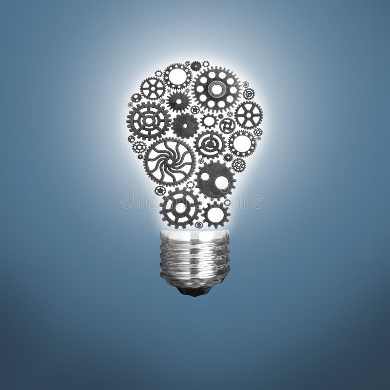 Innovation with Ideas and Concepts Featuring a Light Bulb Cogs Working ...