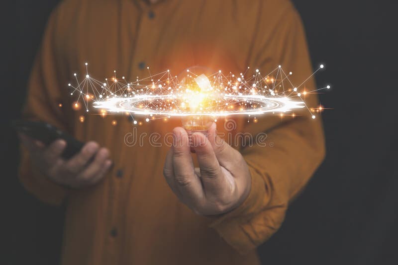 Innovation Ideas and Inspiration, Technology Concept. Businessman ...