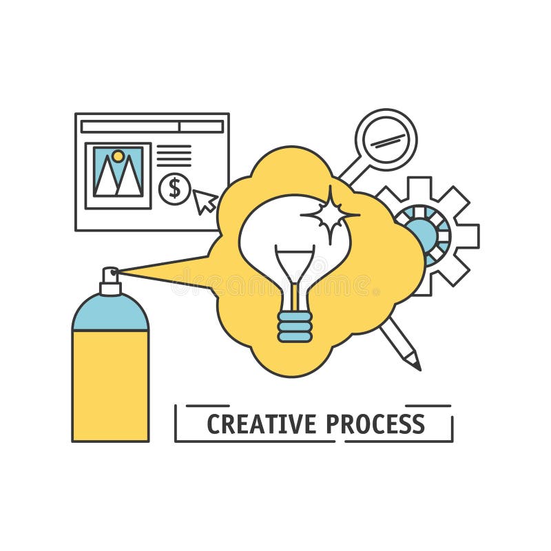 Process Ideas To Creative Imagination and Innovation Stock Vector ...