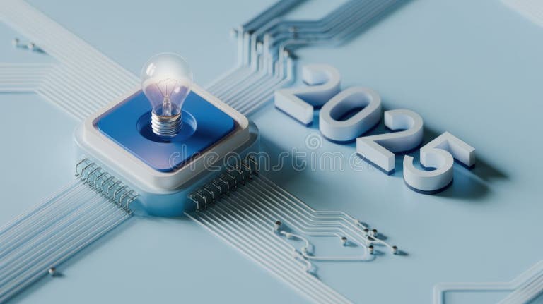 2025 Innovation Lightbulb on Circuit Board Technology Concept Stock ...