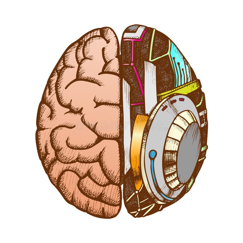 Innovation Machine Robotic Brain Color Vector Stock Vector ...