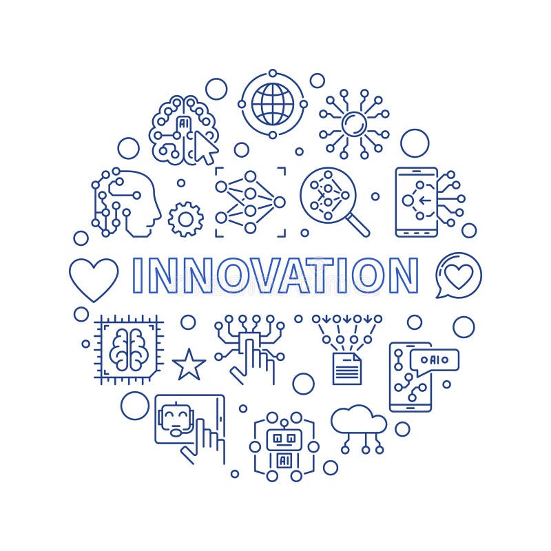 Innovation Outline Round Banner. Vector Artificial Intelligence ...