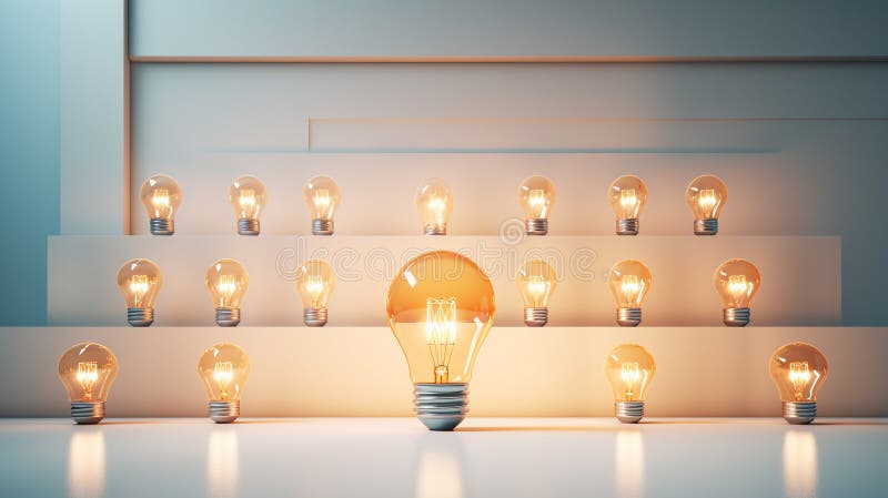 Running Light Bulbs Representing Innovation Concept with White ...