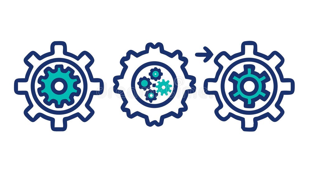 Innovation Process Gears, Creative Development Workflow, Vector Design ...