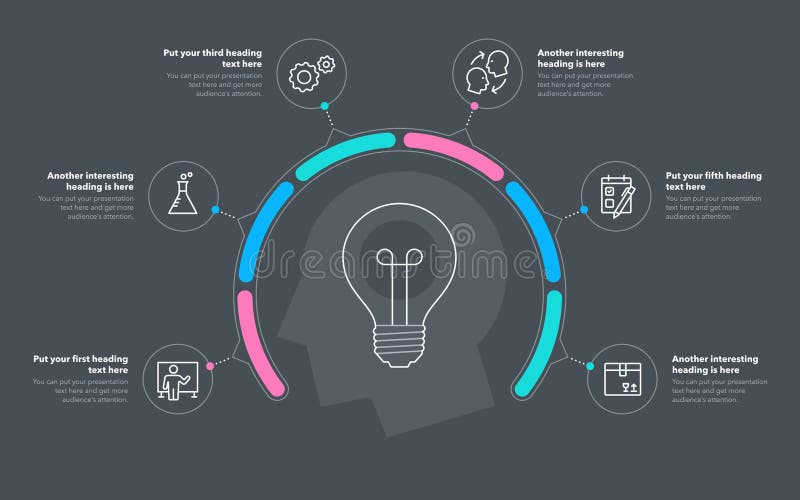 Innovation Process Template with Six Steps - Dark Version Stock Vector ...