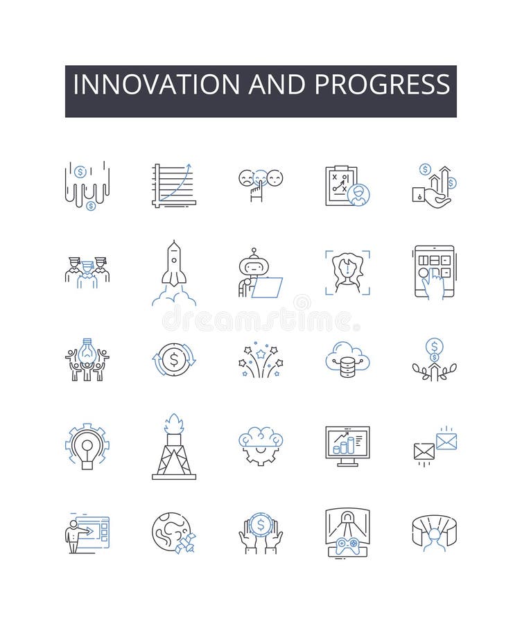 Innovation and Progress Line Icons Collection. Strategy, Analysis ...