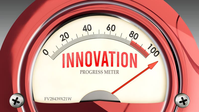 Innovation and Progress Meter that is Hitting a Full Scale, Showing a ...