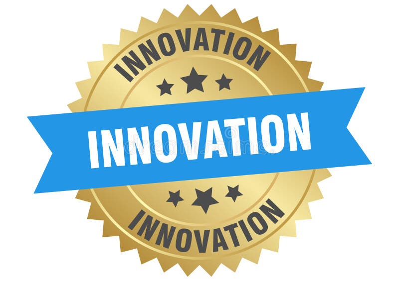 Innovation. Innovation Round Blue and Gold Label Isolated on ...
