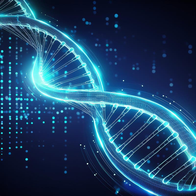 Innovation, Science and Genetics Concept with Bright Digital DNA ...