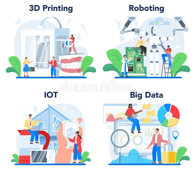 Innovation Sector Set. Idea of Modern it Industry and Computer ...