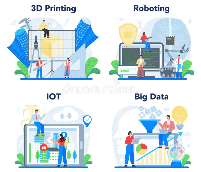 Innovation Sector Set. Idea of Modern it Industry and Computer ...