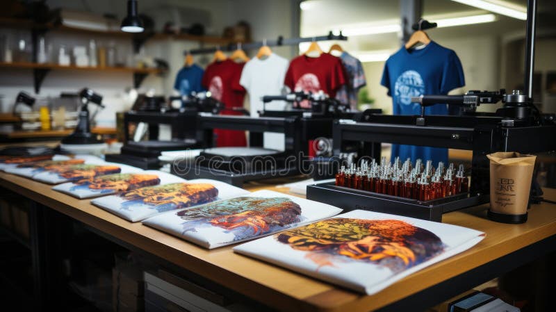 Innovation Shirt and Textile Printer Machine. Printshop Office or ...