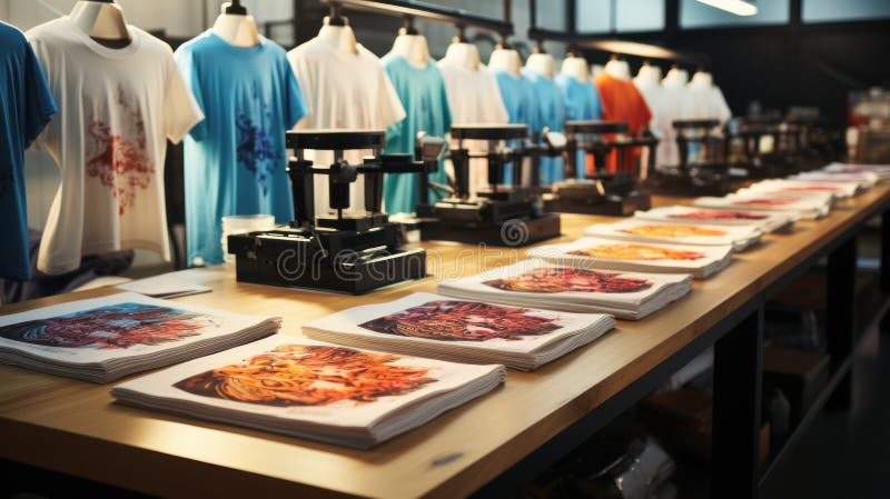 Innovation Shirt and Textile Printer Machine. Printshop Office or ...