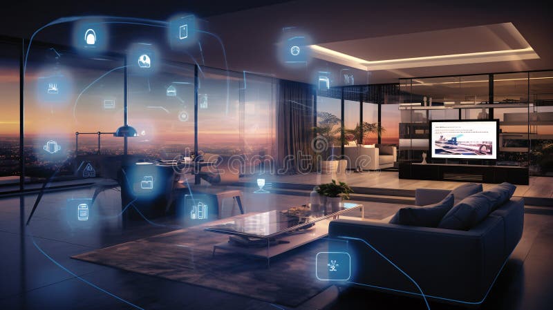 Captivating Interior of a Futuristic Smart Home. Smarter Devices Theme ...