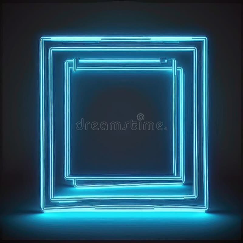 Innovation of Square Border Frame with Blue Neon Light Effects. Stock ...