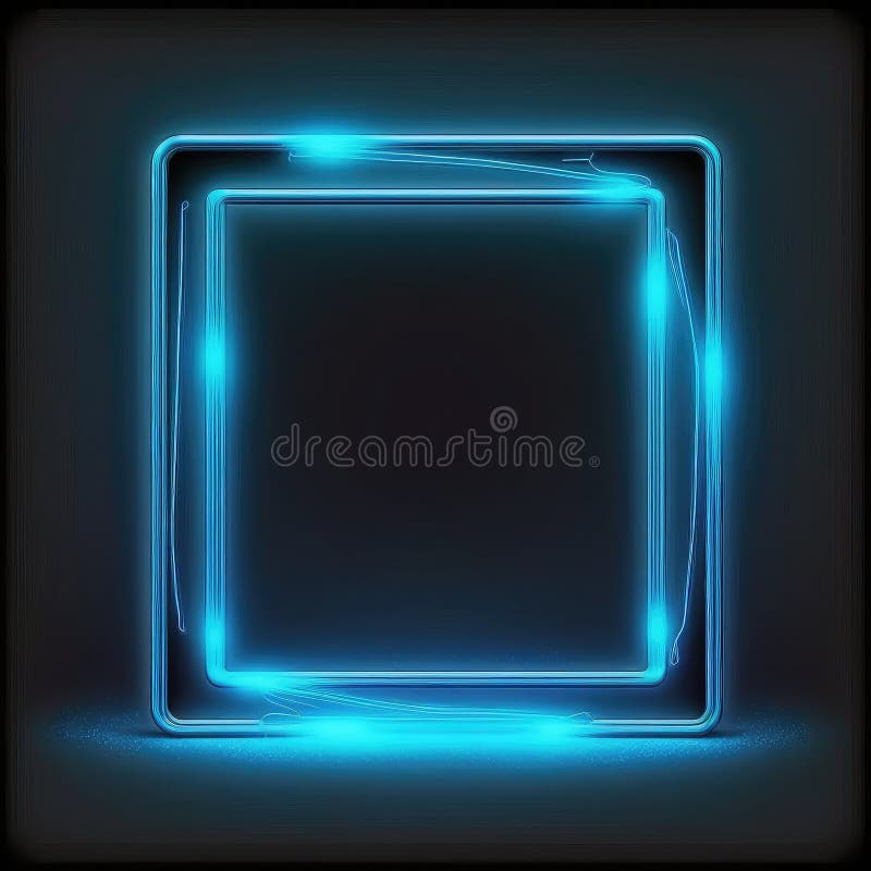 Innovation of Square Border Frame with Blue Neon Light Effects. Stock ...