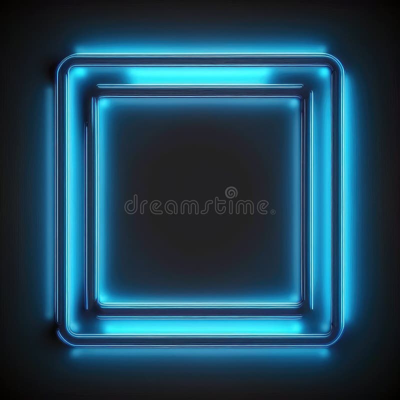 Innovation of Square Border Frame with Blue Neon Light Effects. Stock ...
