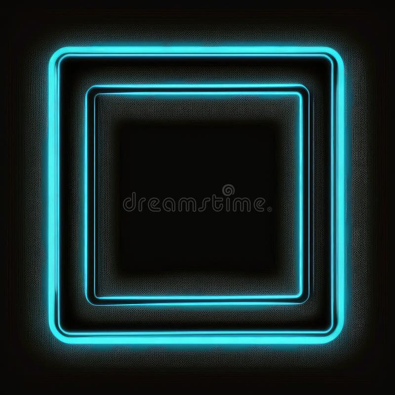 Innovation of Square Border Frame with Blue Neon Light Effects. Stock ...