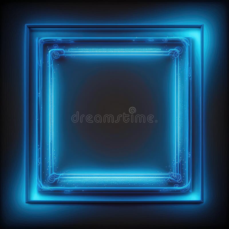 Innovation of Square Border Frame with Blue Neon Light Effects. Stock ...