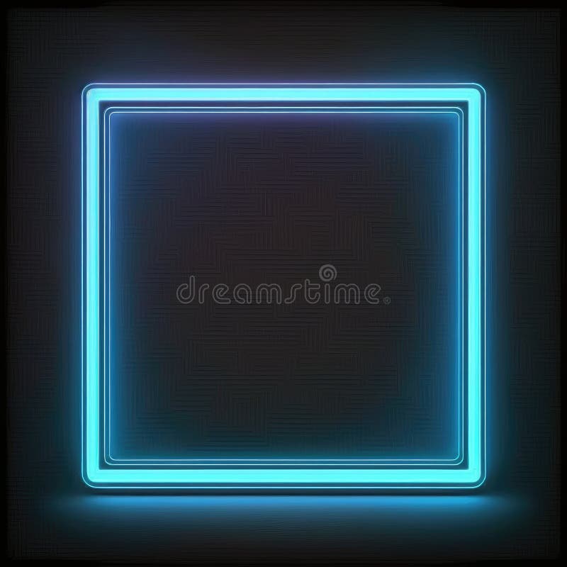 Innovation of Square Border Frame with Blue Neon Light Effects. Stock ...