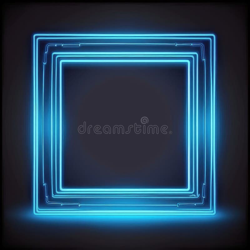 Innovation of Square Border Frame with Blue Neon Light Effects. Stock ...