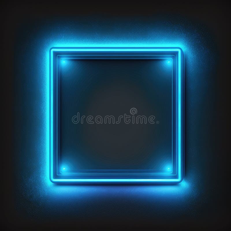 Innovation of Square Border Frame with Blue Neon Light Effects. Stock ...