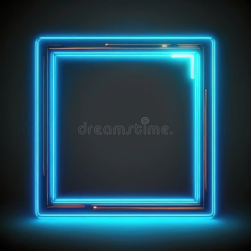 Innovation of Square Border Frame with Blue Neon Light Effects. Stock ...