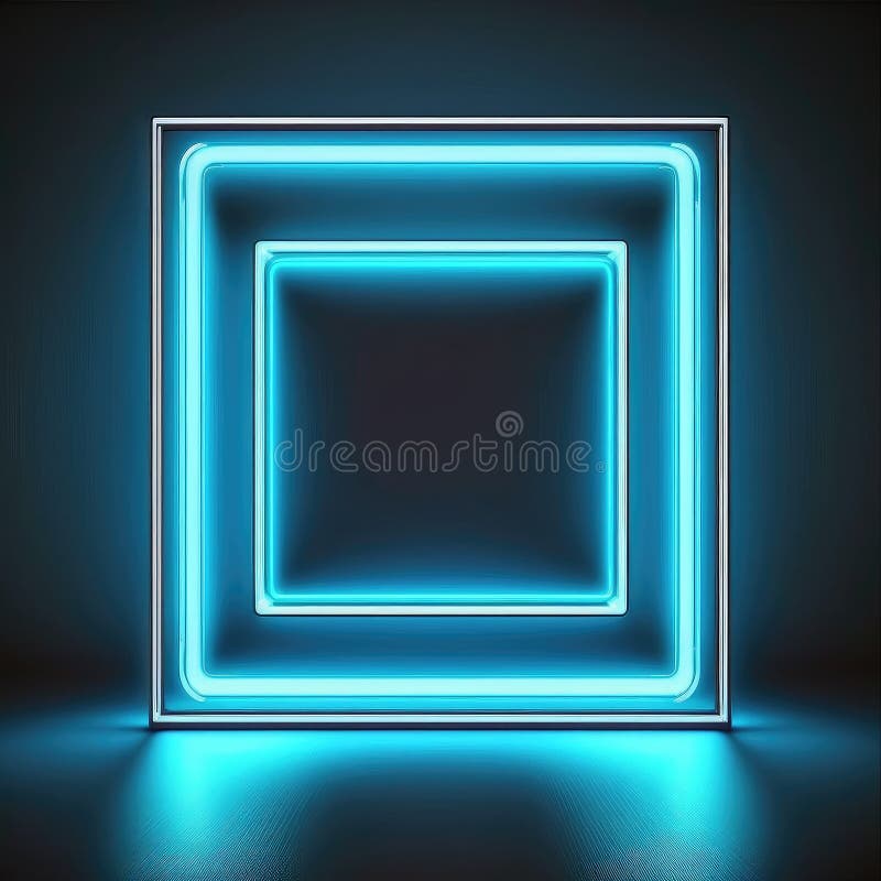 Innovation of Square Border Frame with Blue Neon Light Effects. Stock ...