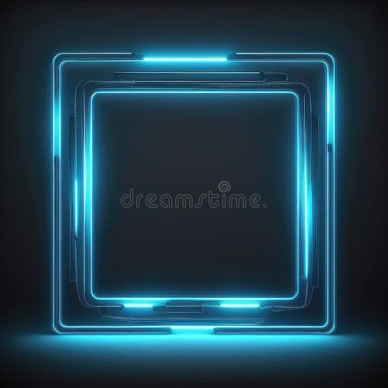 Innovation of Square Border Frame with Blue Neon Light Effects. Stock ...