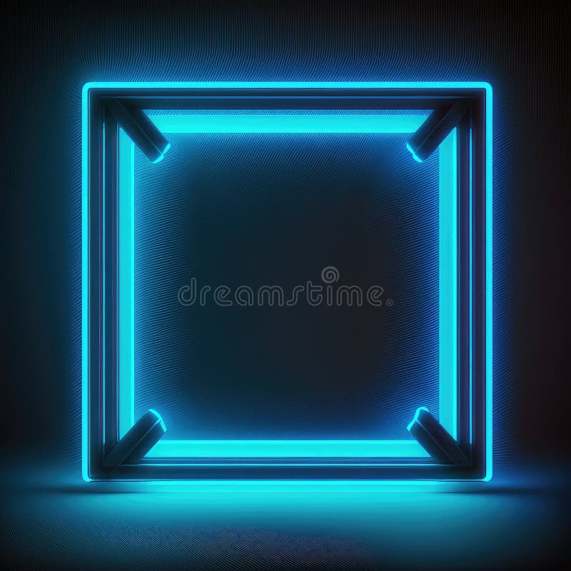 Innovation of Square Border Frame with Blue Neon Light Effects. Stock ...
