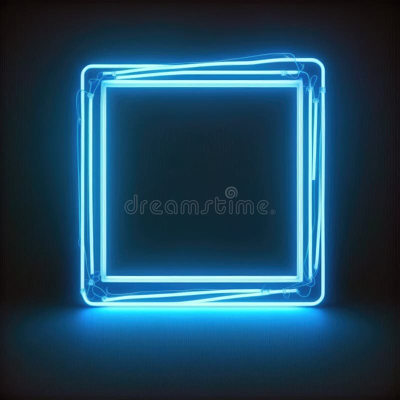 Innovation of Square Border Frame with Blue Neon Light Effects. Stock ...