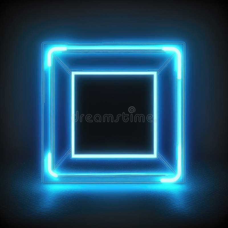 Innovation of Square Border Frame with Blue Neon Light Effects. Stock ...