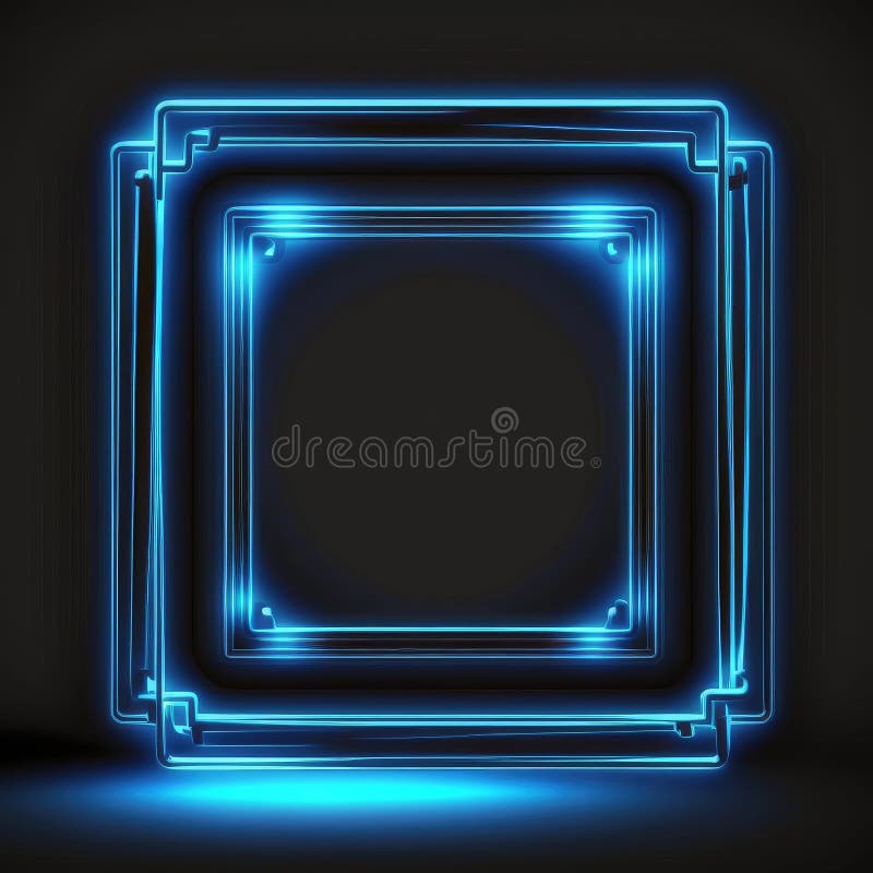 Innovation of Square Border Frame with Blue Neon Light Effects. Stock ...