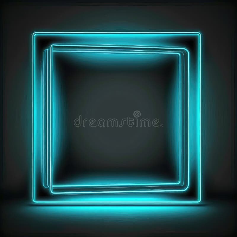 Innovation of Square Border Frame with Blue Neon Light Effects. Stock ...
