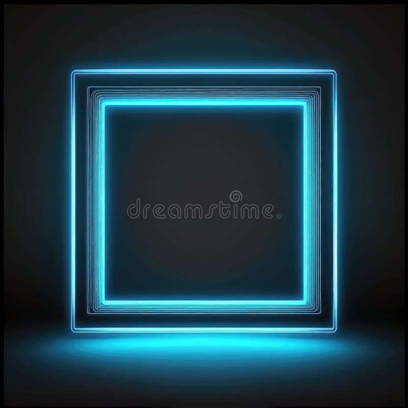 Innovation of Square Border Frame with Blue Neon Light Effects. Stock ...