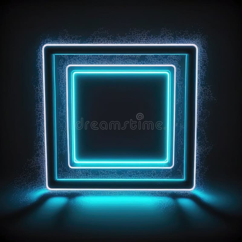 Innovation of Square Border Frame with Blue Neon Light Effects. Stock ...