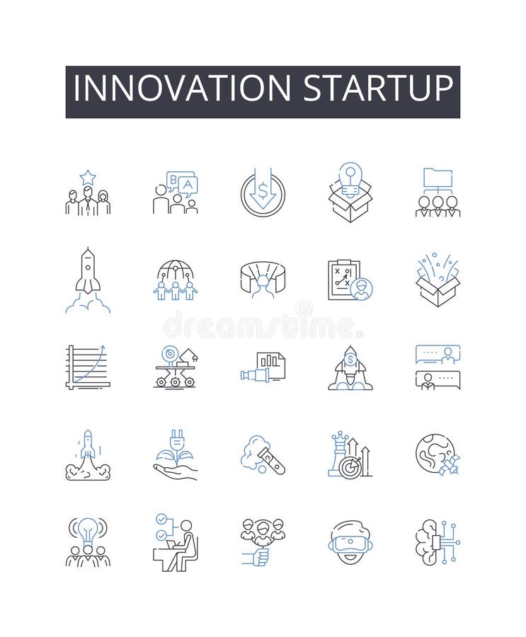 Innovation Startup Line Icons Collection. Creative Solution, Novel ...