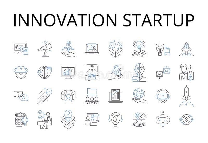 Innovation Startup Line Icons Collection. Creative Solution, Novel ...