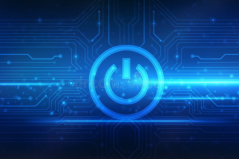 Innovation Switch, Abstract Circuit Board Background with Power Button ...