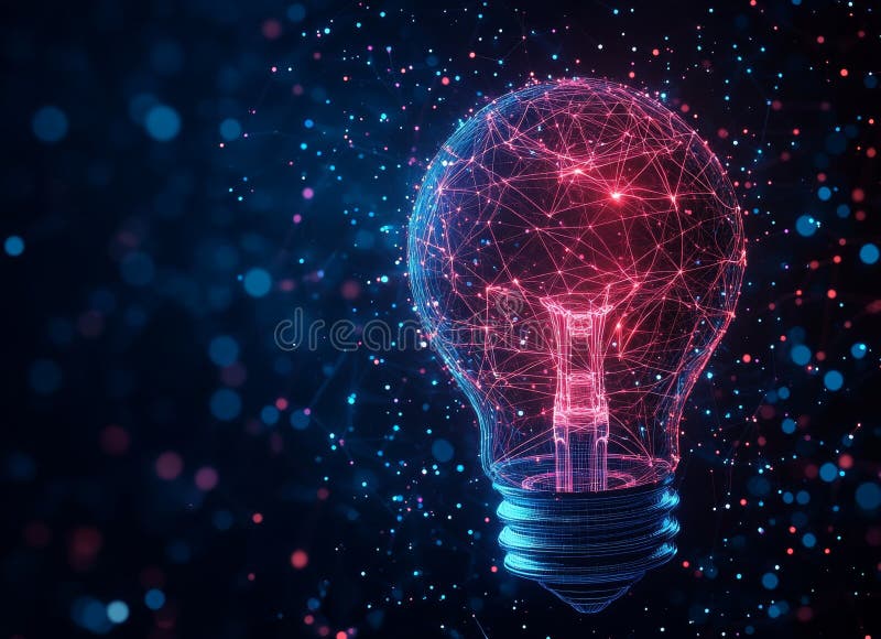 Innovation is Symbolized by a Double Exposure Image Featuring a Glowing ...